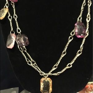 Jewelry | Silver Tone Chain With Large Plastic Colored Rocks | Poshmark